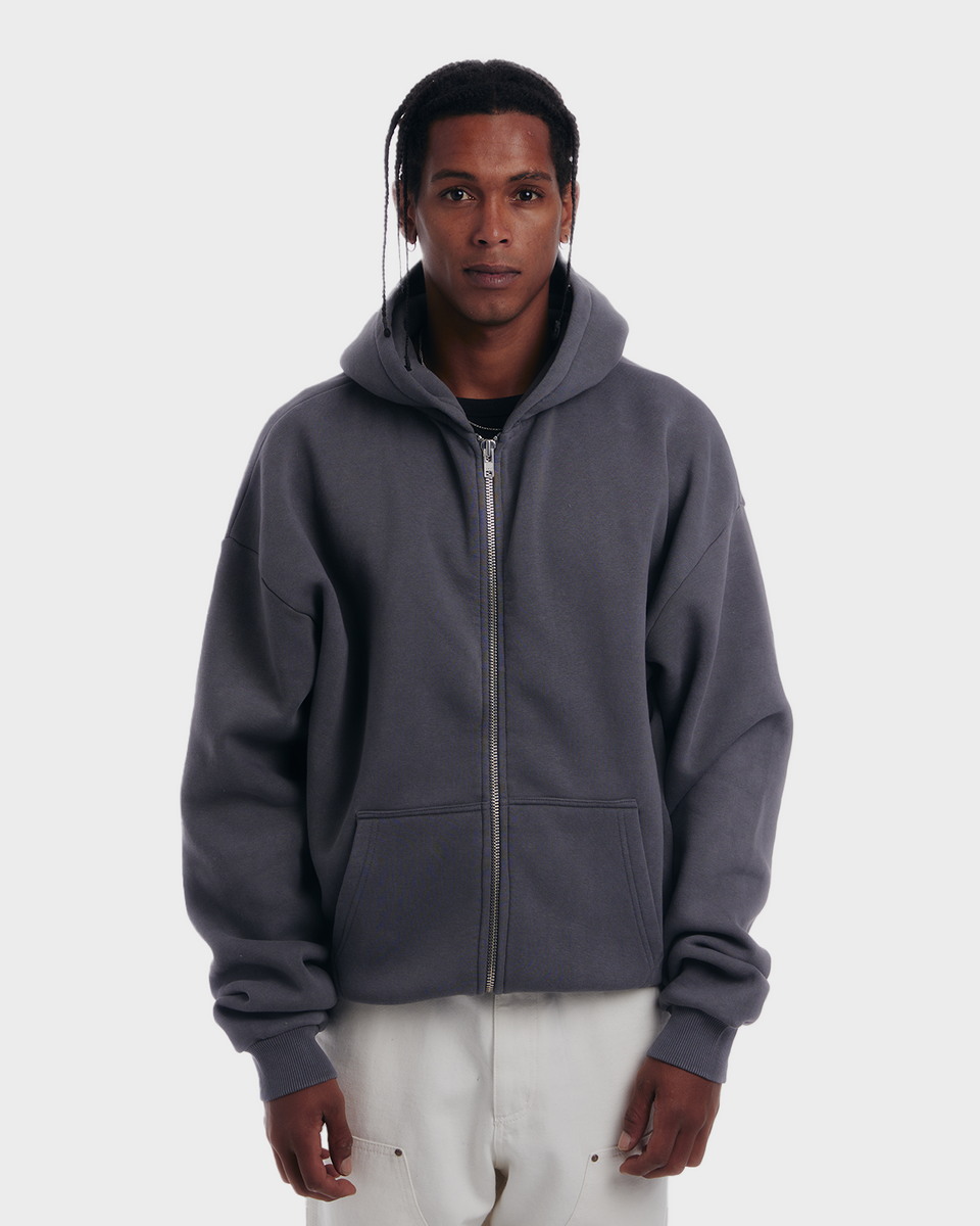 Oversized Zip-Hoodie Grey (Stone Washed) – Prohibited